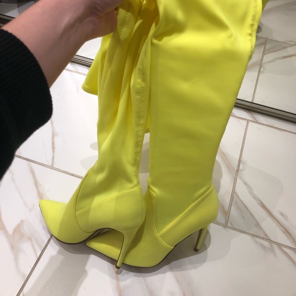 Steve Madden | Shoes | Neon Yellow Thigh High Boots | Poshmark